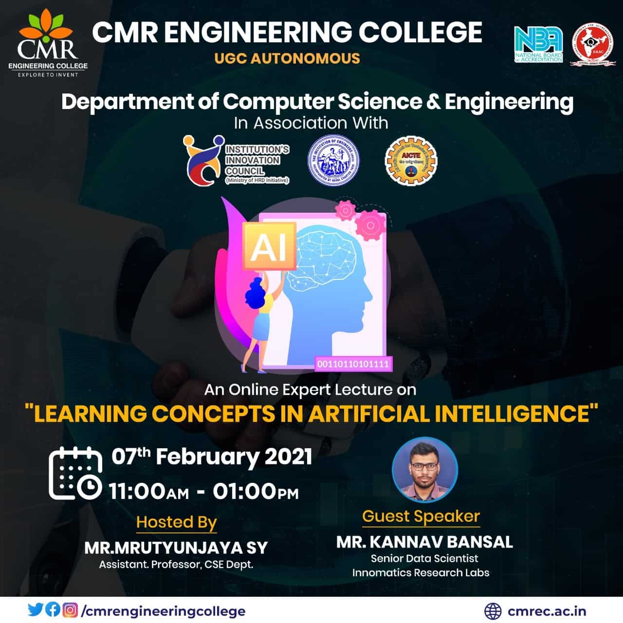 Webinar On Learning Concepts In Artificial Intelligence By CSE CMR 
