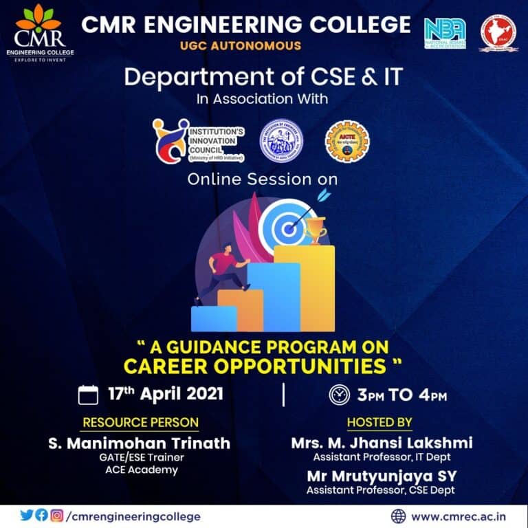 Webinar On A Guidance Program On CAREER OPPORTUNITIES By CSE | CMR Engineering College ...